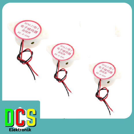 Jual Buzzer SFM-27 Warna Putih Pakai Kabel Bunyi Continue 3-24 VDC ...