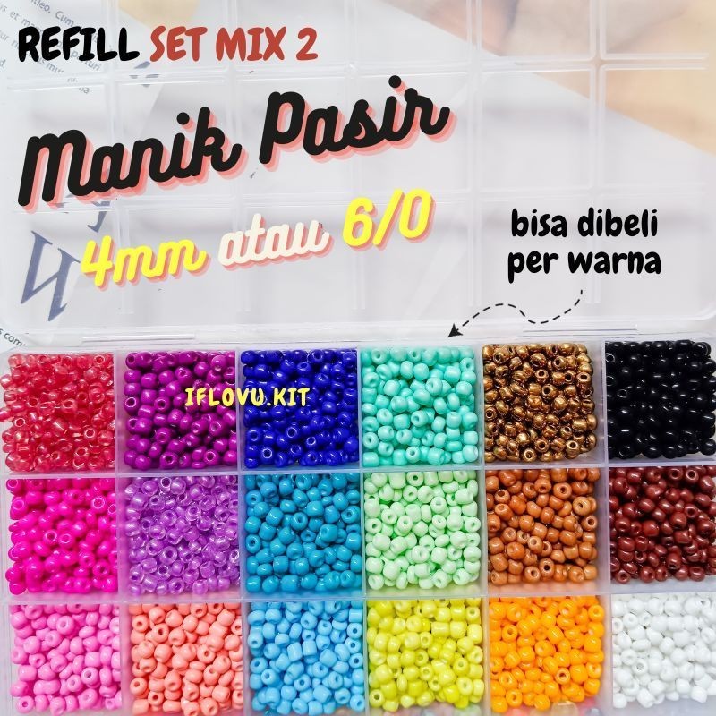 Jual Manik Manik Pasir 6/o 4mm Isi 15 Gram | Mote Gelang DIY gelang ...