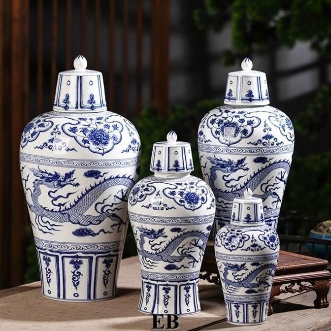 Jual MURAH PAJANGAN MEJA / GUCI VASE KERAMIK / GINGER JAR VASE EB HOME ...