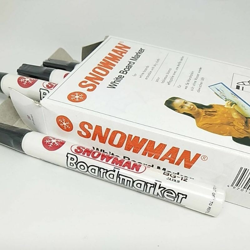 Jual Spidol white board Snowman BG-12 Black (1 Pak isi 12 Pcs) | Shopee ...
