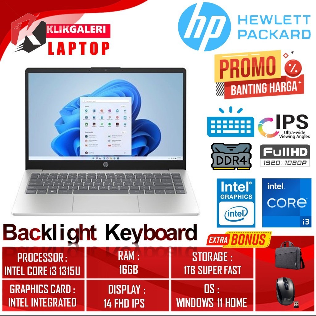 Jual Laptop Slim Terbaru HP 14 Intel Core i3 1315U RAM 16GB 1TB SSD 14 ...