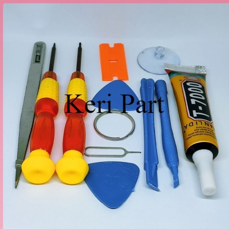 Jual TOOLS PAKET MURAH ALAT SERVIS OBENG SET 10 IN 1 TOOLSET OBENG HP + LEM T7000 15ML HITAM ...