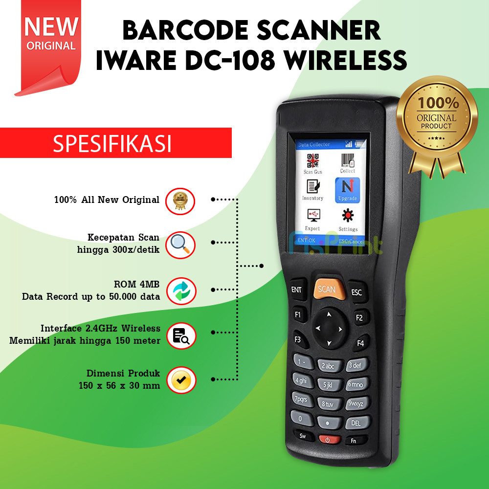 Jual Scanner Barcode IWARE DC 108 DC-108 PDT 1D Baterai 1400mAh Wireless | Shopee Indonesia