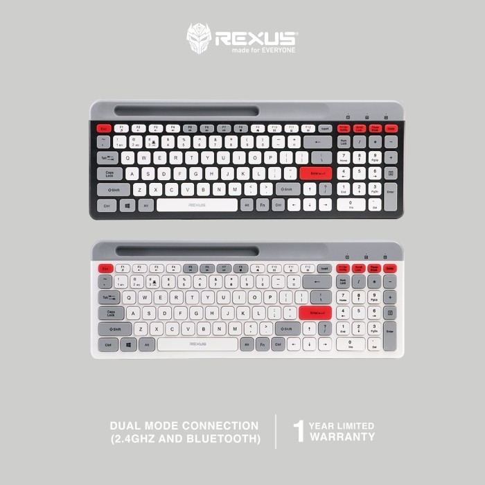 Jual Keyboard REXUS Bluetooth + Wireless Full Size with Phone Holder ...