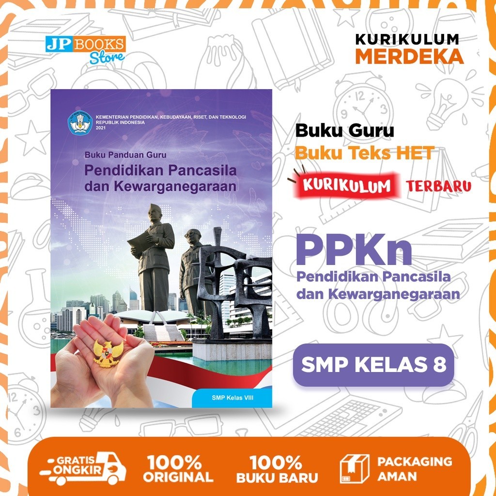 Jual JP Books – (KURIKULUM TERBARU) Buku Guru / Buku Teks Utama HET Kurmer Sekolah PPKn SMP ...