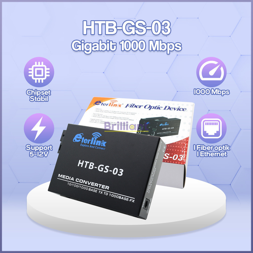 Jual HTB-GS-03 A & B 1000Mbps Eterlink Single Mode Converter Fiber ...