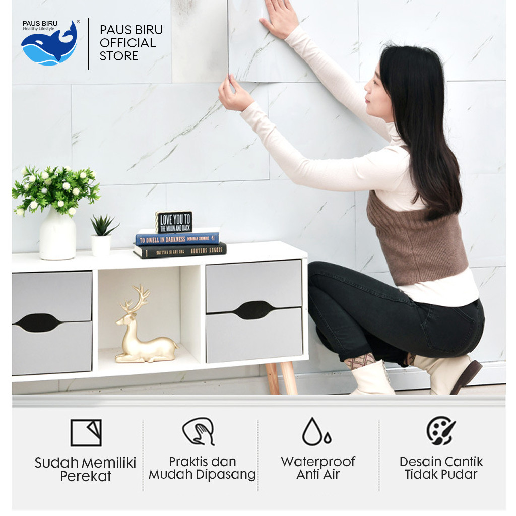 Jual IN - Wallpaper dinding Vinyl Marble Motif Kayu 30 x 60 cm 0,3cm ...