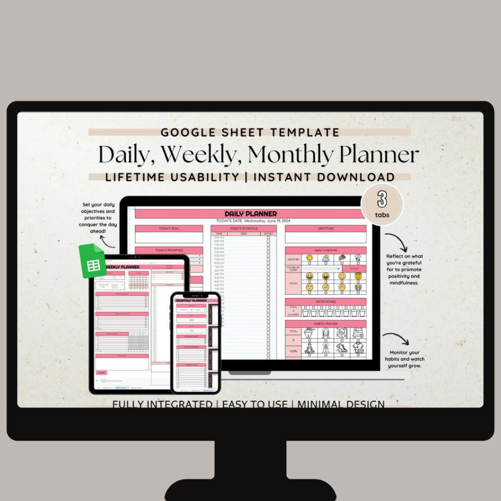 Jual Annual Daily, weekly, and monthly Planner for Google Spreadsheet ...