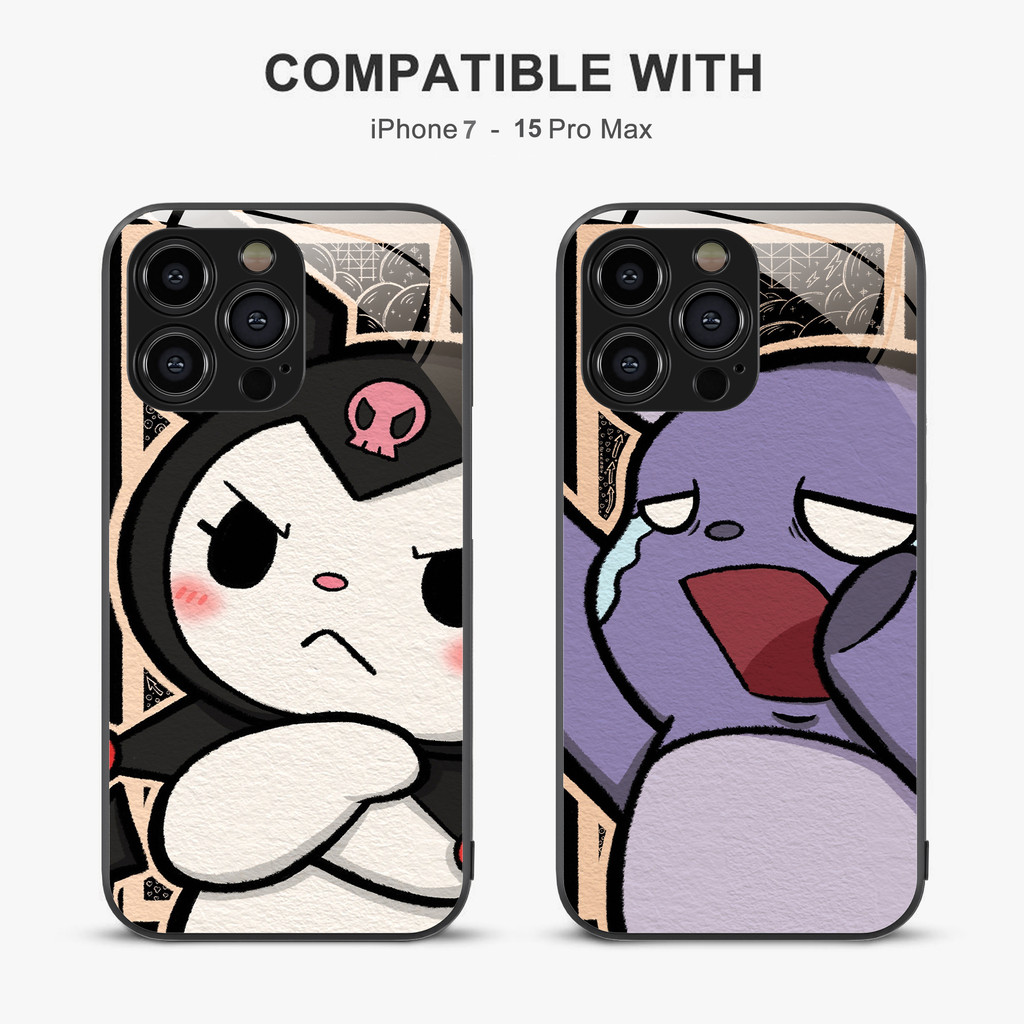 Jual Casing Handphone Couple Sanrio Kuromi untuk iPhone 16 15 14 13 12 ...