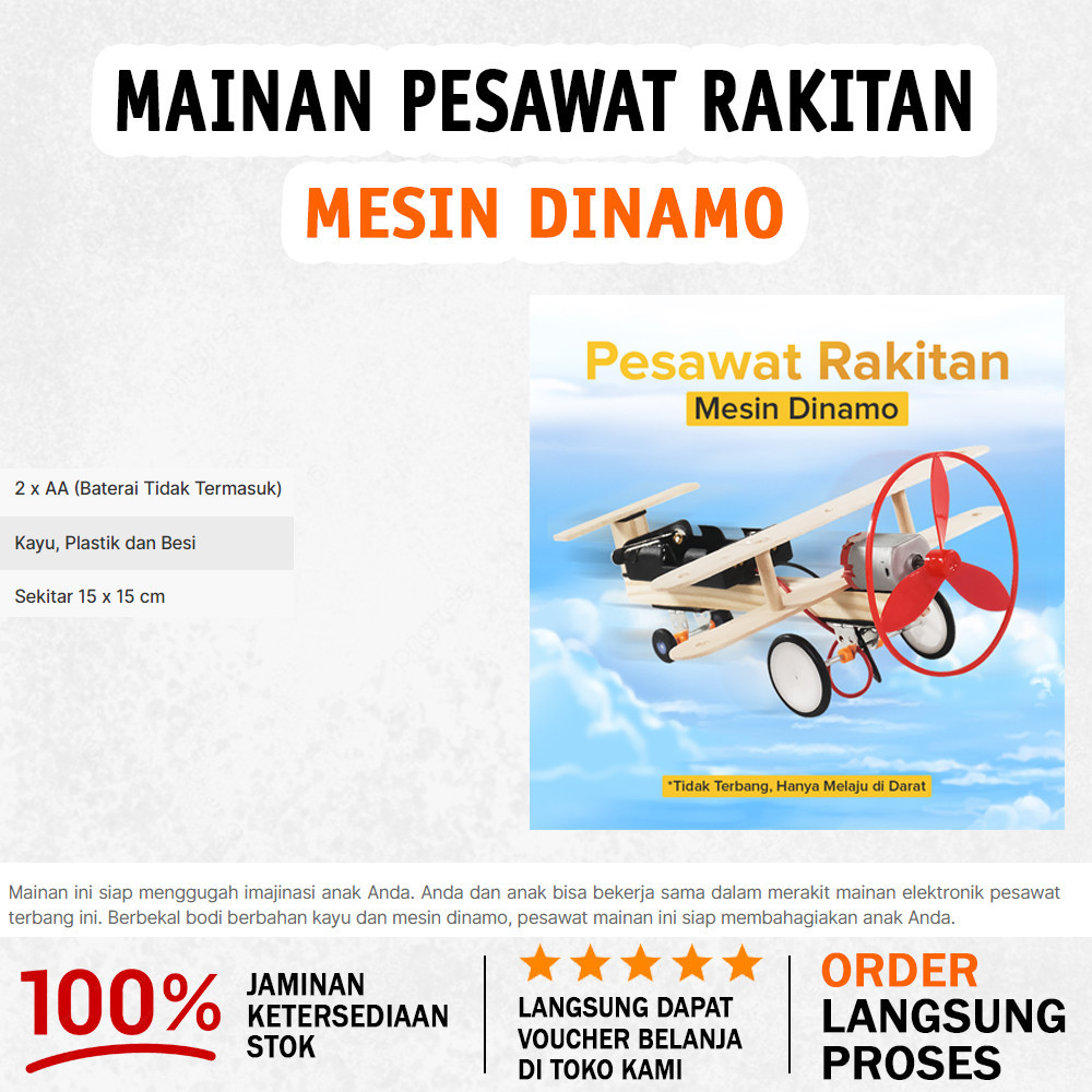 Jual Mainan Elektronik Pesawat Rakitan Mesin Dinamo - Warna { Brown ...