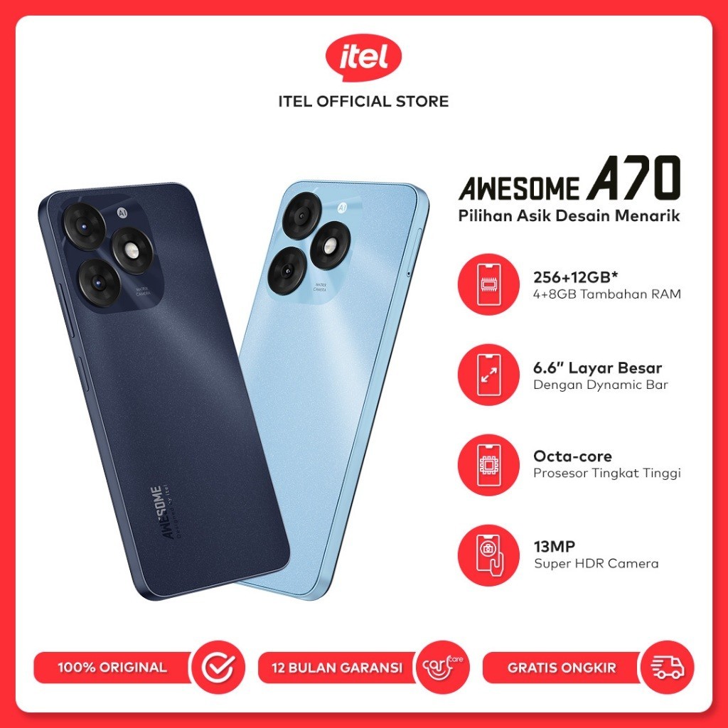 Jual itel A70 128 / 256GB - 13MP Super HDR Camera - Big Screen with ...