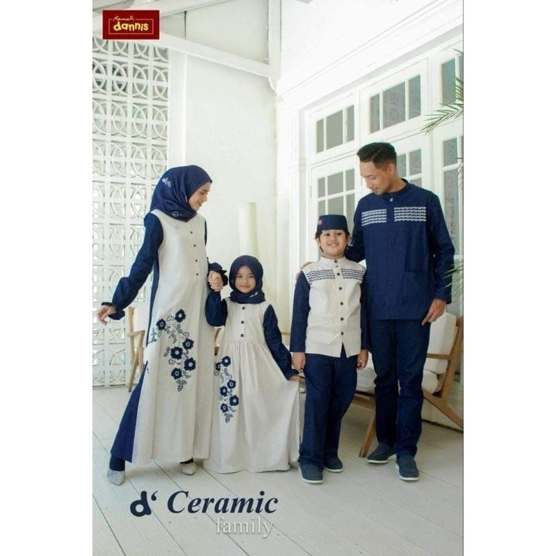 Jual Sarimbit Dannis Terbaru D' Ceramic Navy Broken White Gamis Koko ...