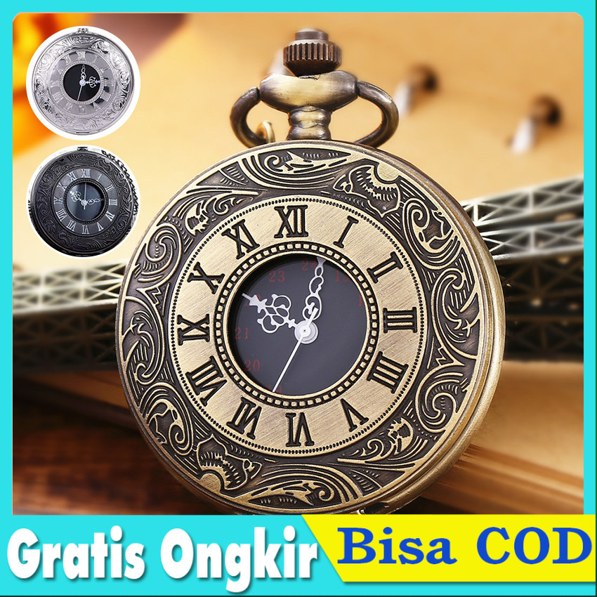 Jual Jam Saku Antik Vintage Pocket Watch Quartz Necklace Pendant Jam ...