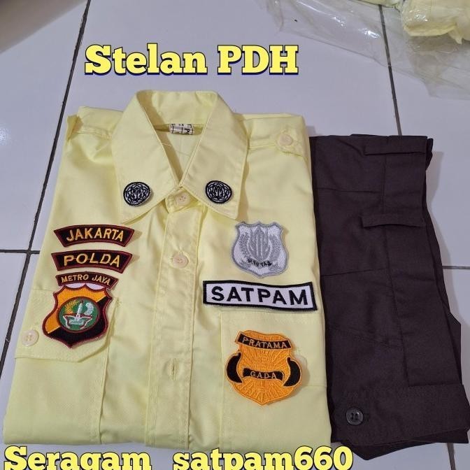 Jual Seragam Satpam Security Satpam PDH dan PDL Cream terbaru 2024 Seragam kerja satpam lengan ...