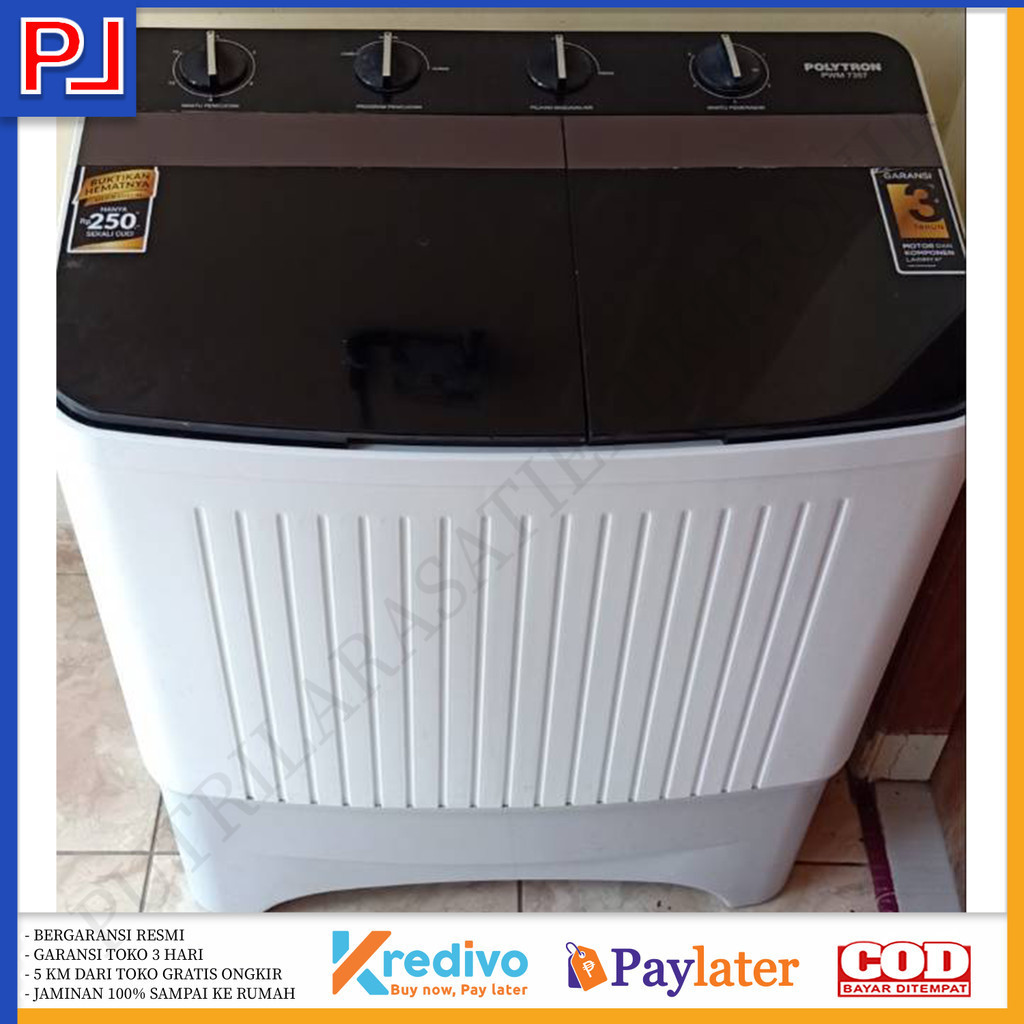 Jual Mesin Cuci Polytron 2 Tabung Polytron PWM 8357 Kapasitas 8 KG ...
