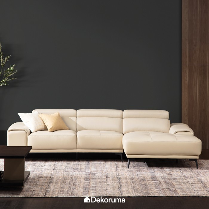 Jual Dekoruma Tenzo LENNOX Sofa L Kiri - Krem / Sofa Tamu L Minimalis | Shopee Indonesia
