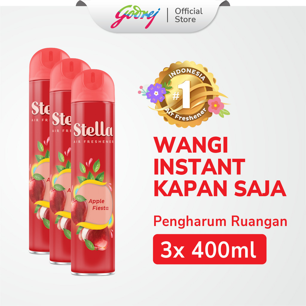 Jual Stella Aerosol Apple 400ml - Pengharum Ruangan x 3 | Shopee Indonesia
