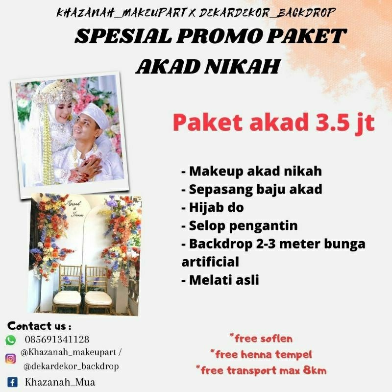 Jual paket akad nikah super hemat makeup baju pengantin backdrop bisa ...