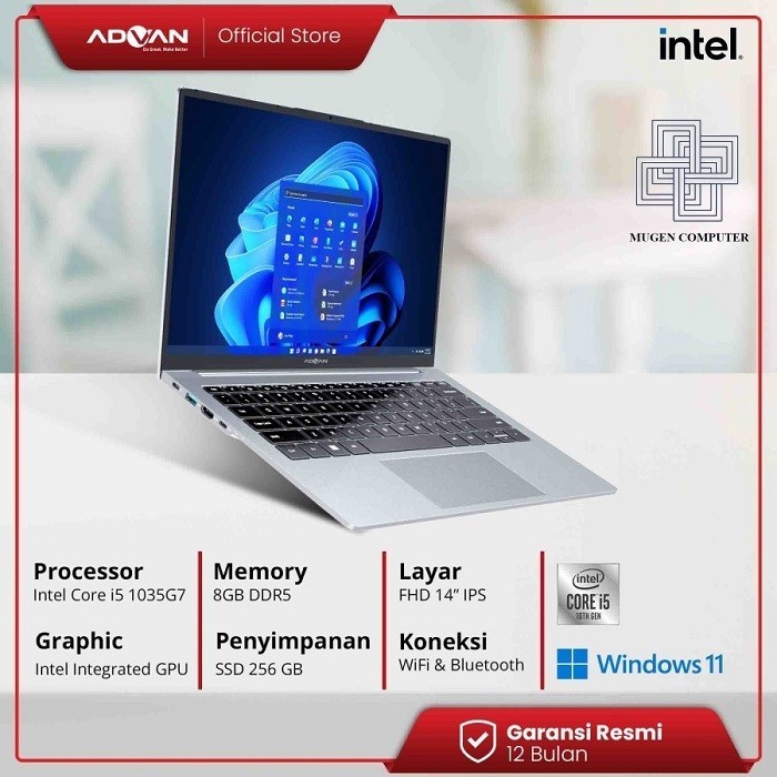 Jual Laptop Advan WorkPro Core i5-1035G7 8GB ssd 256GB 14" IPS Windows ...