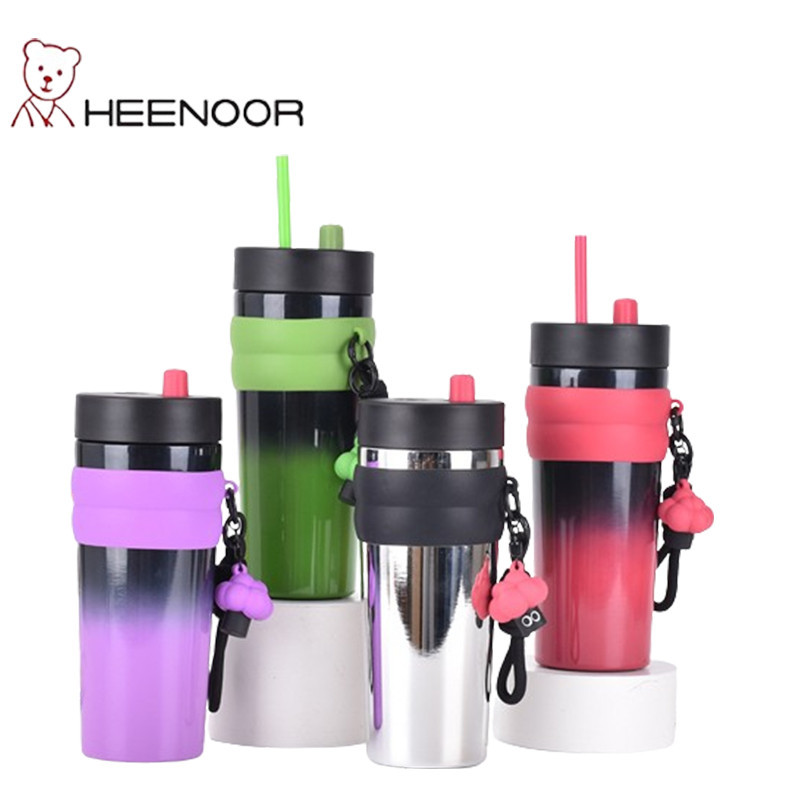 Jual QL20SI Heenoor Botol Termos Cup Tumbler Mobil Jumbo Gradasi+Sedotan+Gantungan Brokoli ...