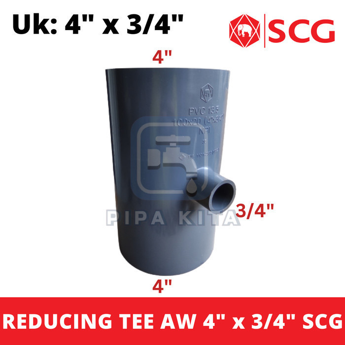 Jual Reducing Tee AW 4 x 3/4 Inch SCG Tebal Reducer Vlok Overloop ...