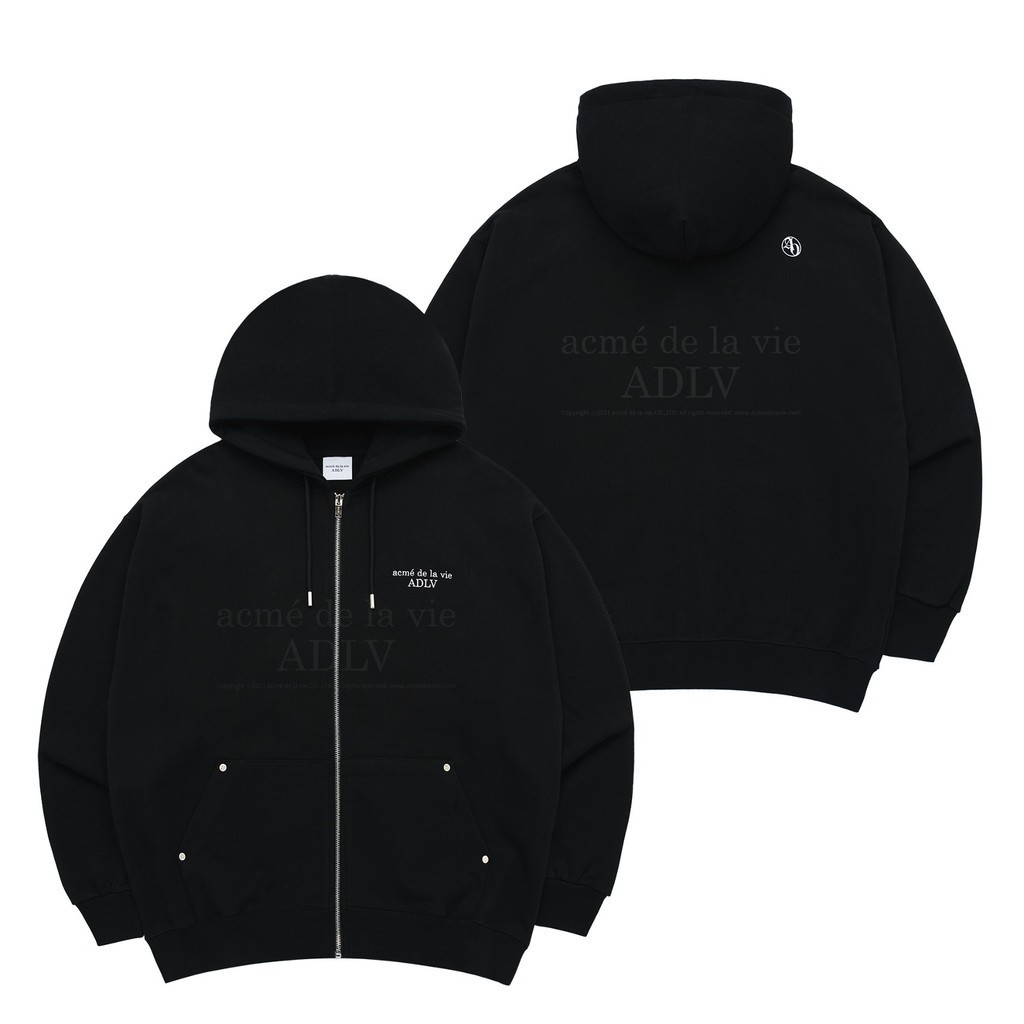 Jual [ADLV] Basic Logo Needlework Hoodie Zip Up Black - Hoodie ...