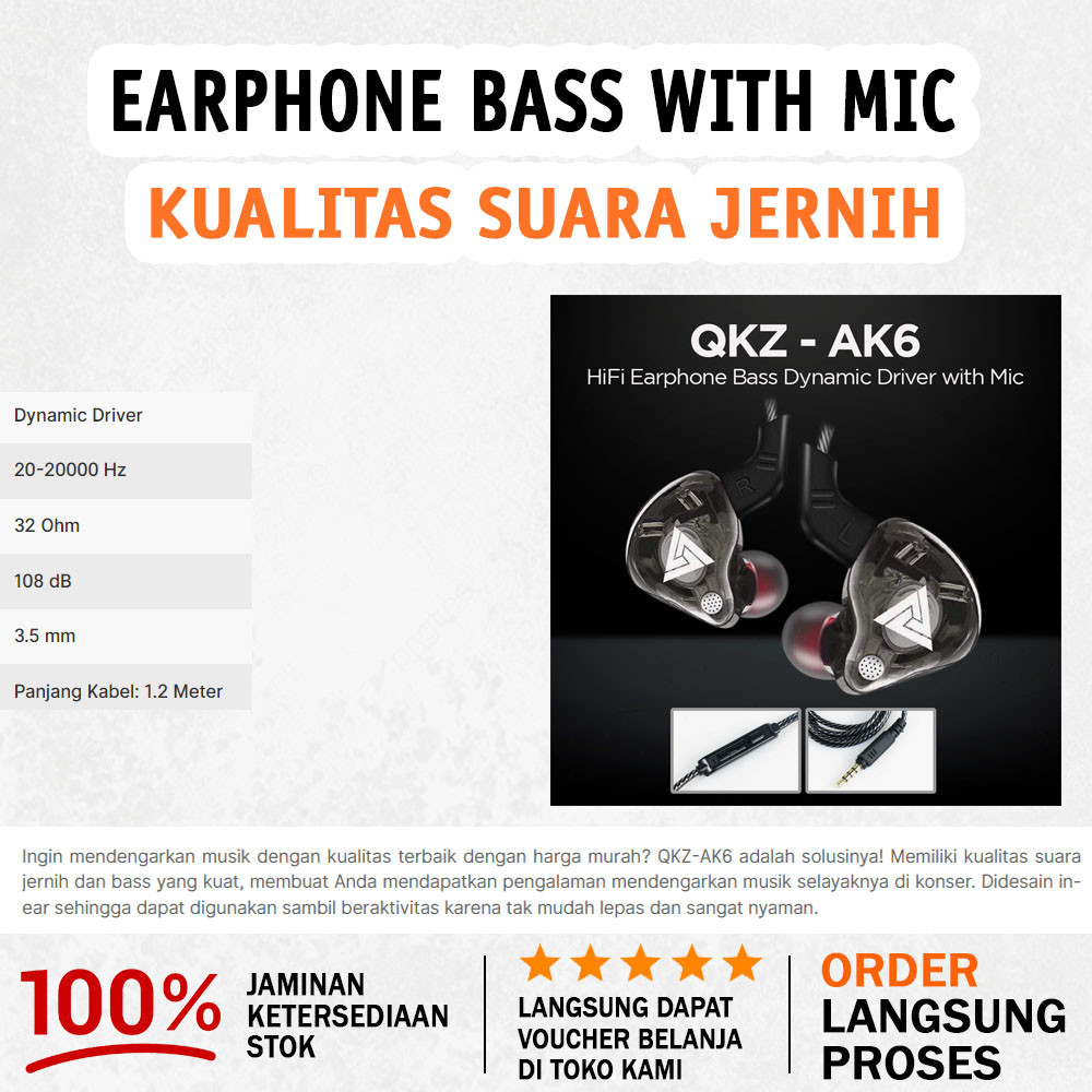 Jual PRODUK REKOMENDASI | HiFi Earphone Bass Dynamic Driver with Mic ...