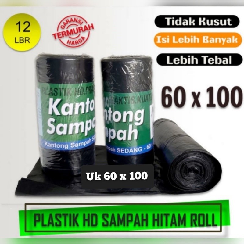 Jual SKC - HD Sampah Kantong Plastik Kresek Tempat Sampah Hitam Trash Bag Polybag 60x100 isi ...
