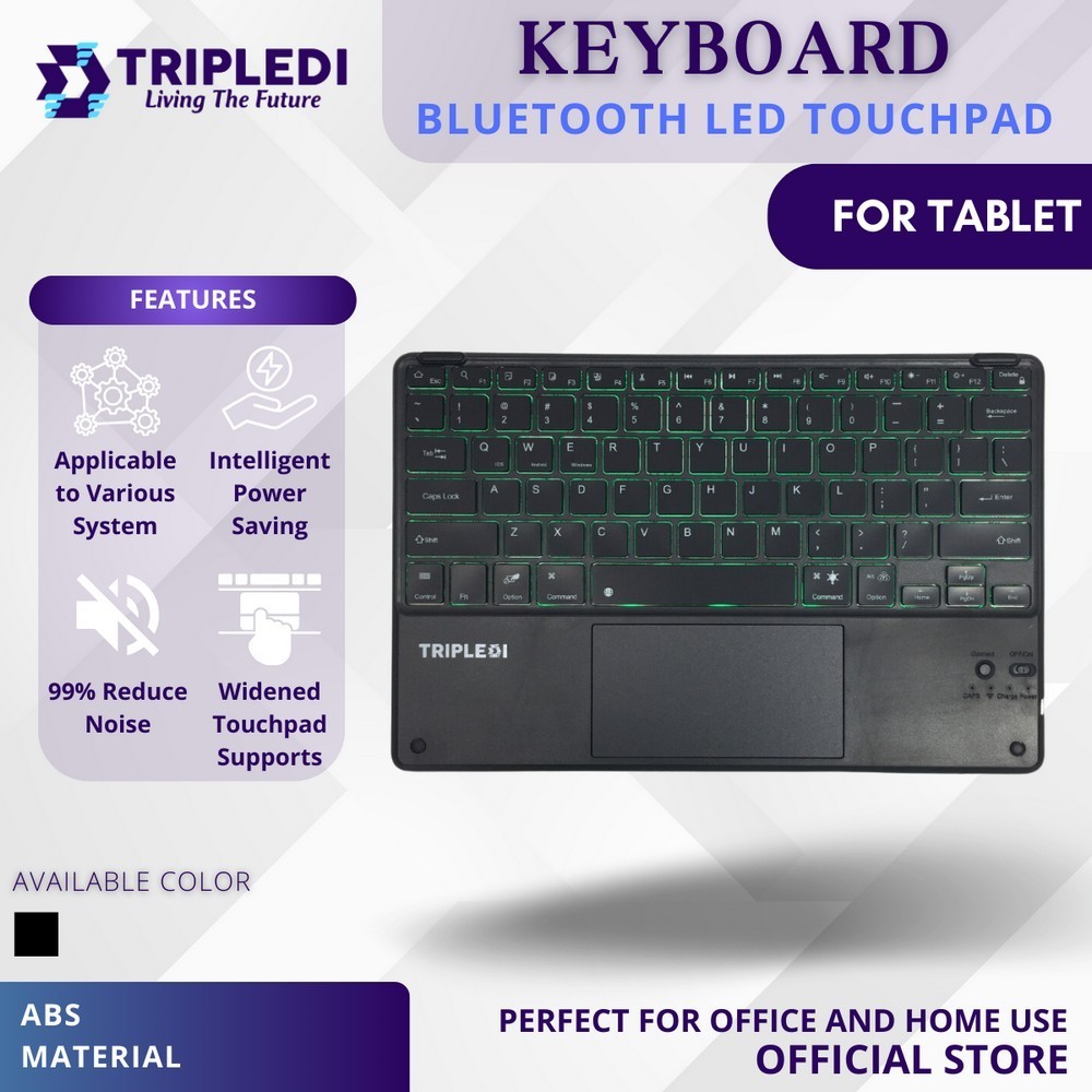 Jual TRIPLEDI Keyboard Bluetooth Touchpad LED Backlit 10 12 Inch ...