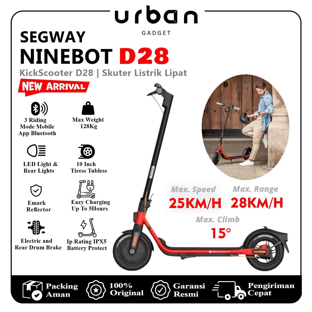Jual Segway Ninebot D28 Kickscooter | Skuter Listrik Lipat Scooter ...