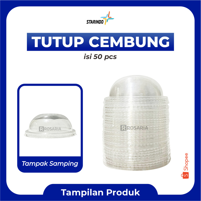 Jual TUTUP CUP CEMBUNG TEBAL Merk STARINDO Tutup Gelas Plastik Bening ...