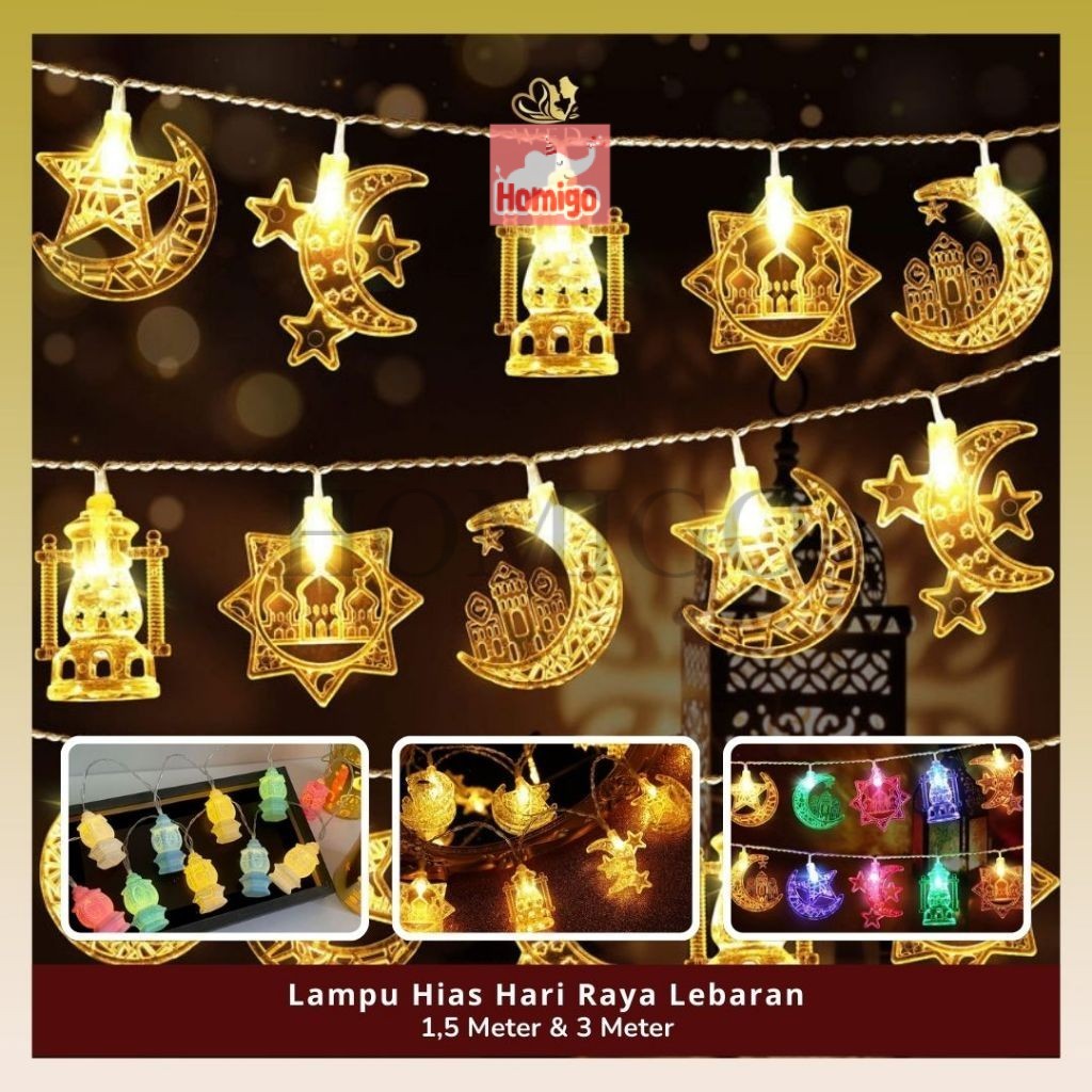 Jual Homigo Lampu Hias Lebaran Idul Fitri Ramadhan Lampu Bulan Bintang ...