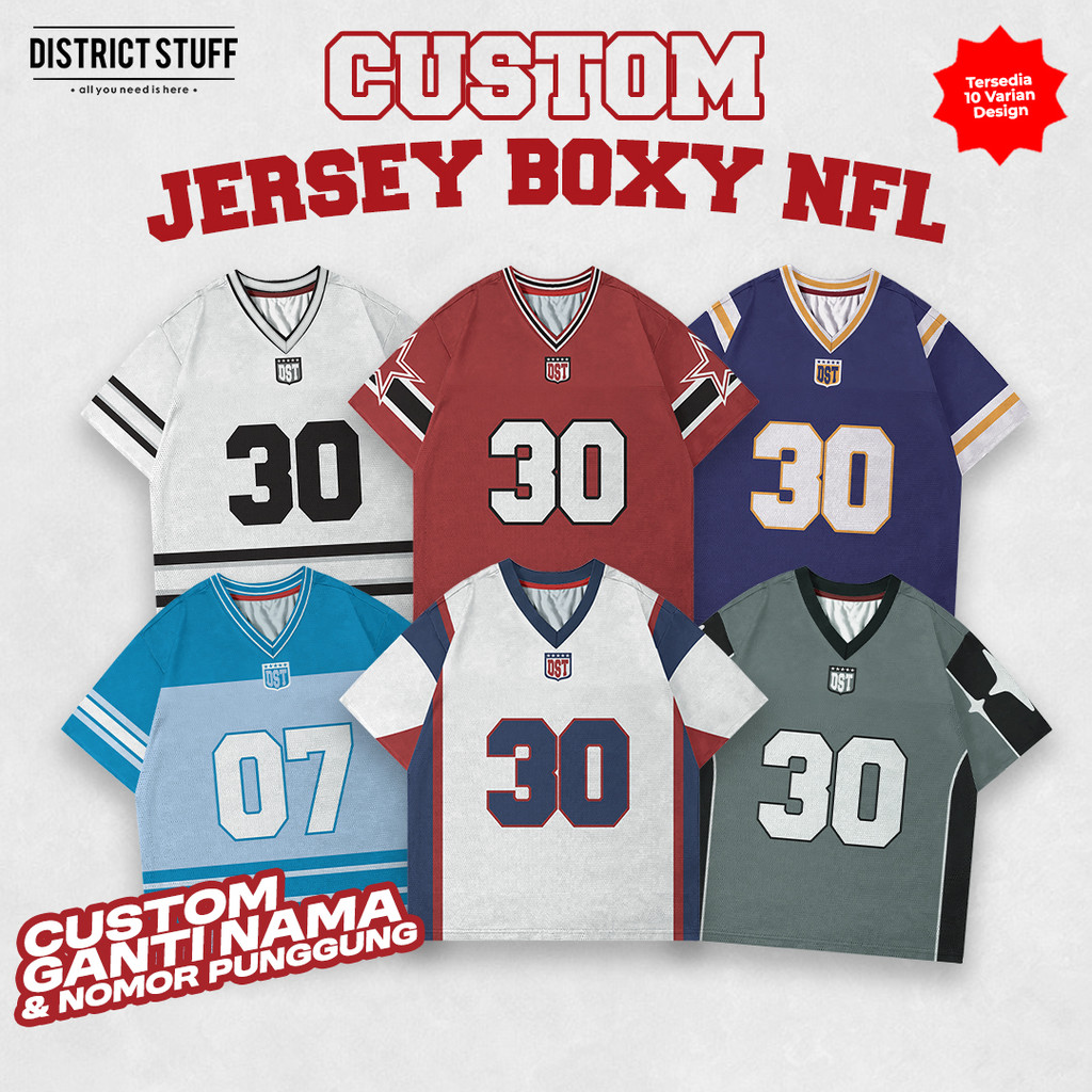 Jual Jersey Boxy NFL Series Custom Sablon Nama & No Punggung Jersey ...