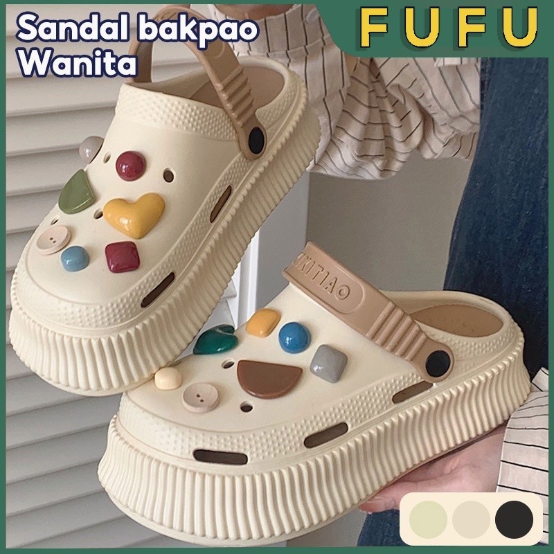 Jual FUFU Sandal bapao / sandal jibbitz / sandal slop / sandal baim ...