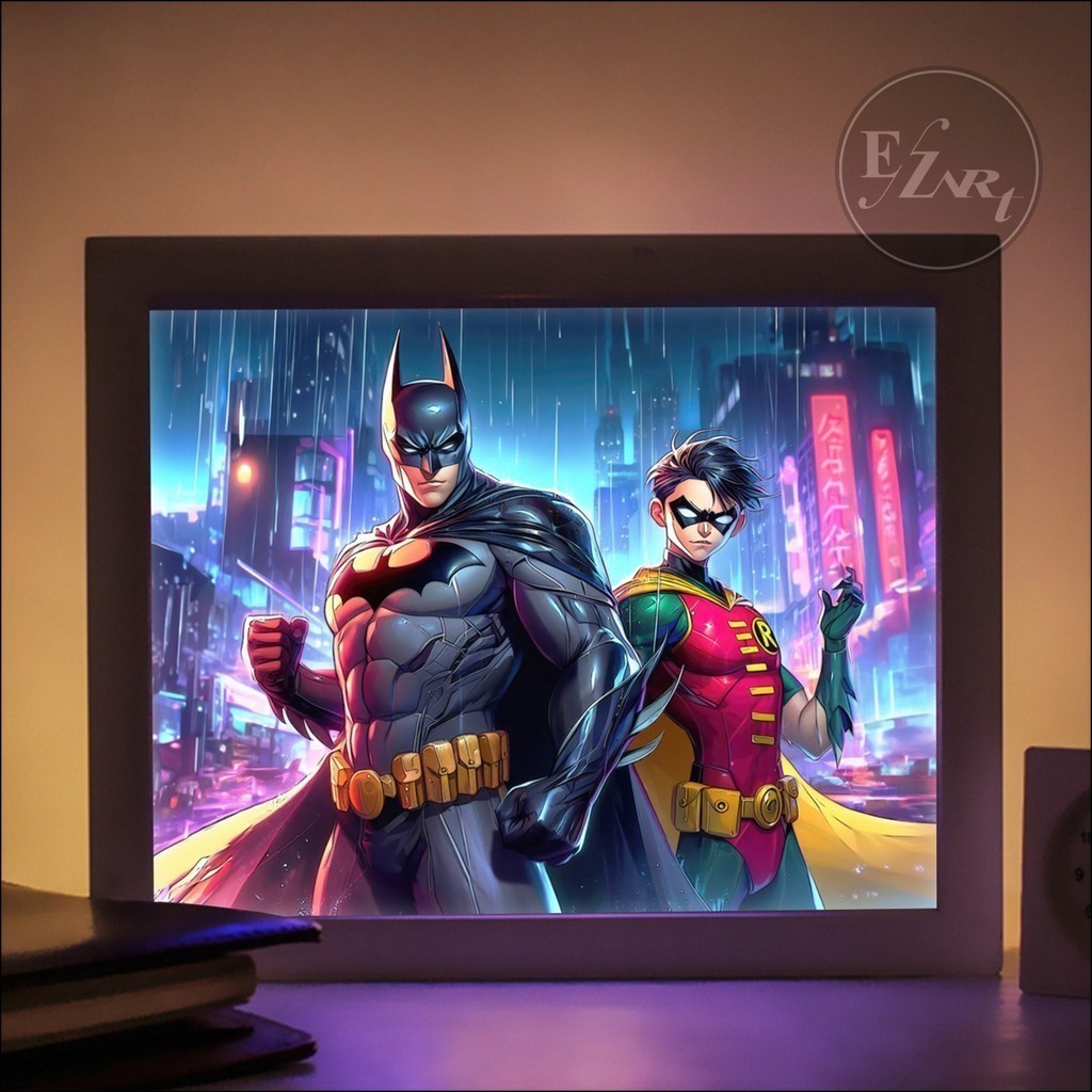 Jual Edisi Batman Robin Joker Bingkai Lampu LED Light Painting Art Bisa ...