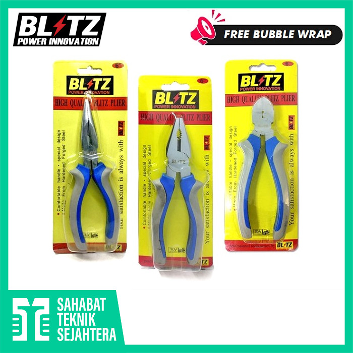 Jual BLITZ Tang Kombinasi Potong Lancip 6 Inch Combination Diagonal Cutting Long Nose Knip Plier ...