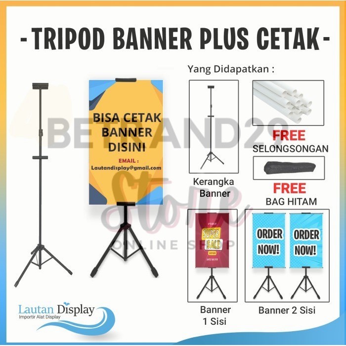 Jual Tripod Stand Banner Plus Cetak Standing Banner [Cetak Banner 1/2 Sisi] - TPD Bnr 1 sisi ...