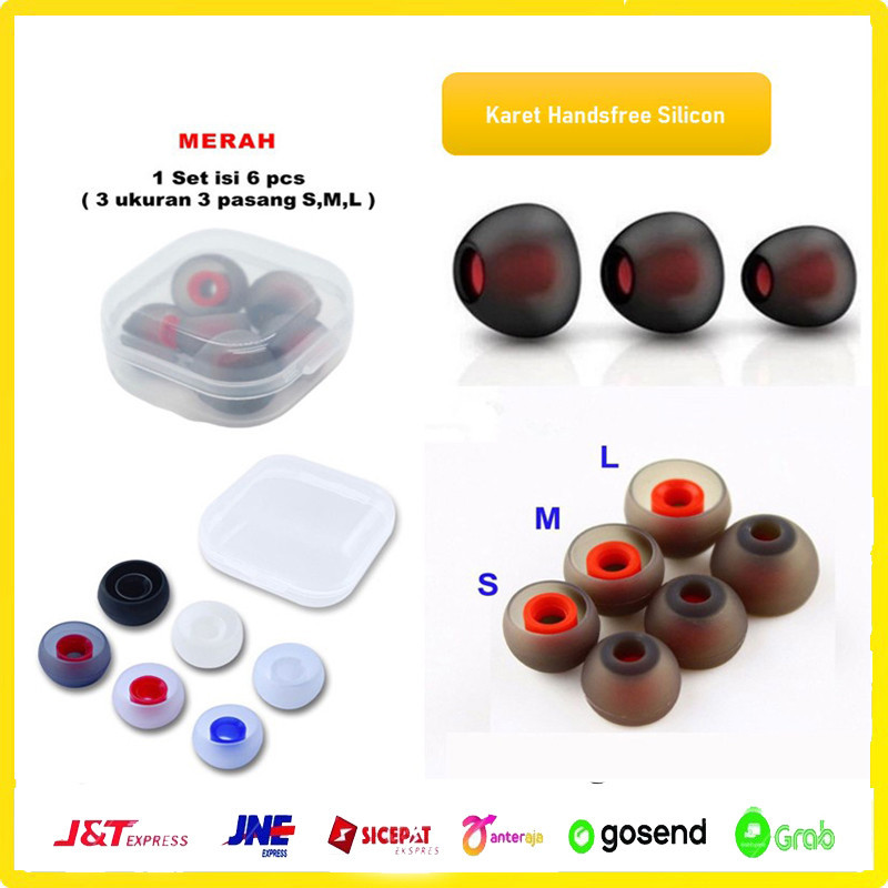 Jual 1 SET 1 PASANG Eartip Headset Silicone Karet Handsfree Earbud Soft ...