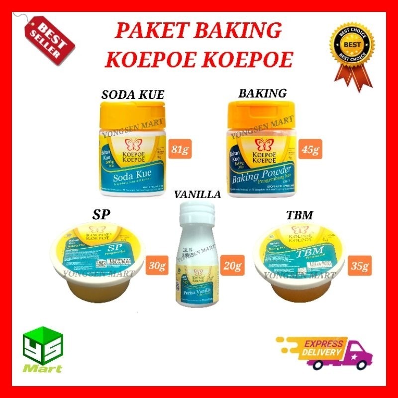 Jual Paket Baking Koepoe Koepoe SP 30g Baking 45g vanilla 20g TBM 35g Soda kue 81g | Shopee ...