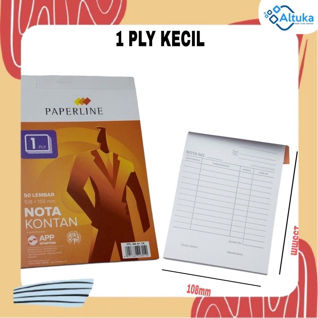 Jual Buku Nota Kontan Paperline Kecil 1 Ply NCR / Nota Kontan 1 Rangkap ...