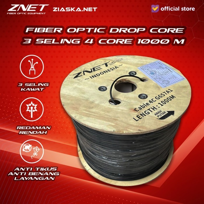 Jual DROPCORE DROPWIRE 4 CORE 6 CORE G657A1 MURAH 1000M KABEL FO GEPENG ...