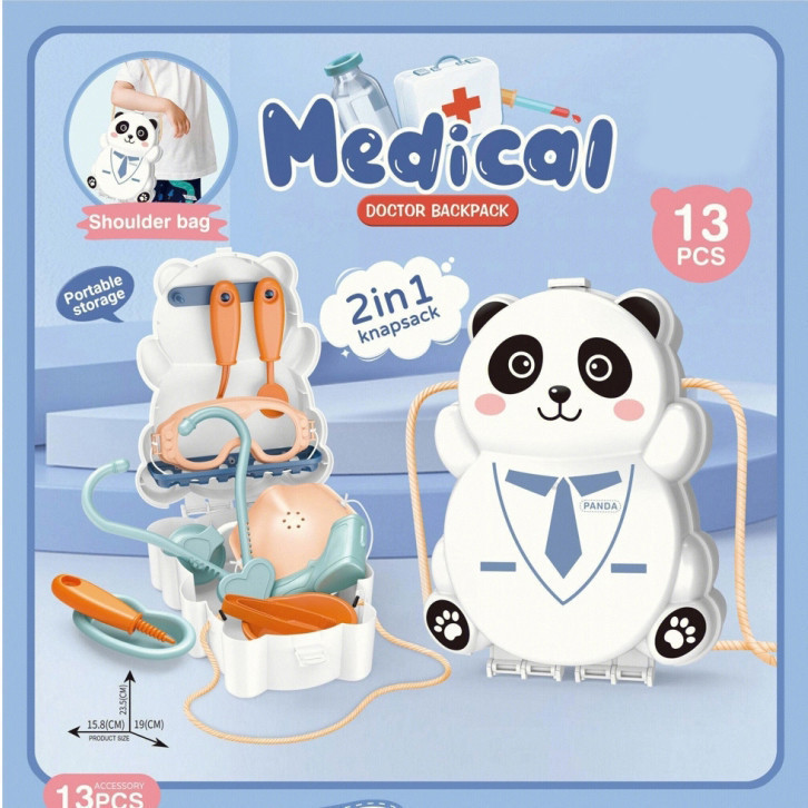 Jual Mainan Tas Alat Dokter Medis Bentuk Tas Panda Lucu Doctor Backpack | Shopee Indonesia