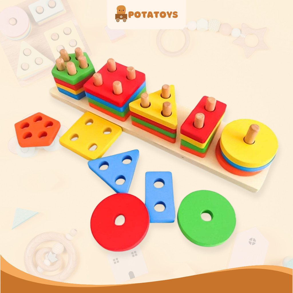 Jual Mainan puzzle bentuk RECTANGLE GEO SHAPE Rainbow - Papan Edukasi ...