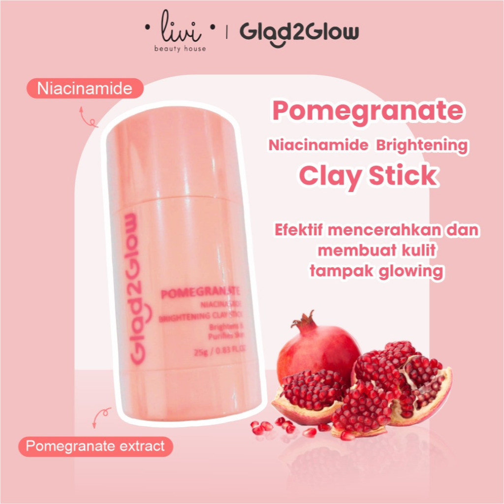 Jual Glad2Glow Pomegranate Niacinamide Brightening Clay Stick(PINK) | Shopee Indonesia