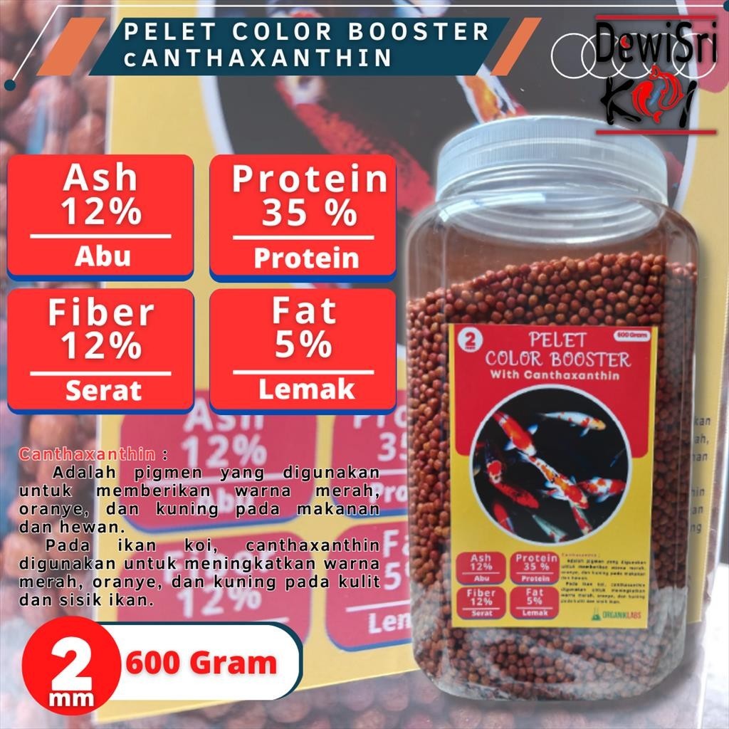 Jual pelet ikan color booster dengan canthaxanthin 600 GRAM 2MM koi ...