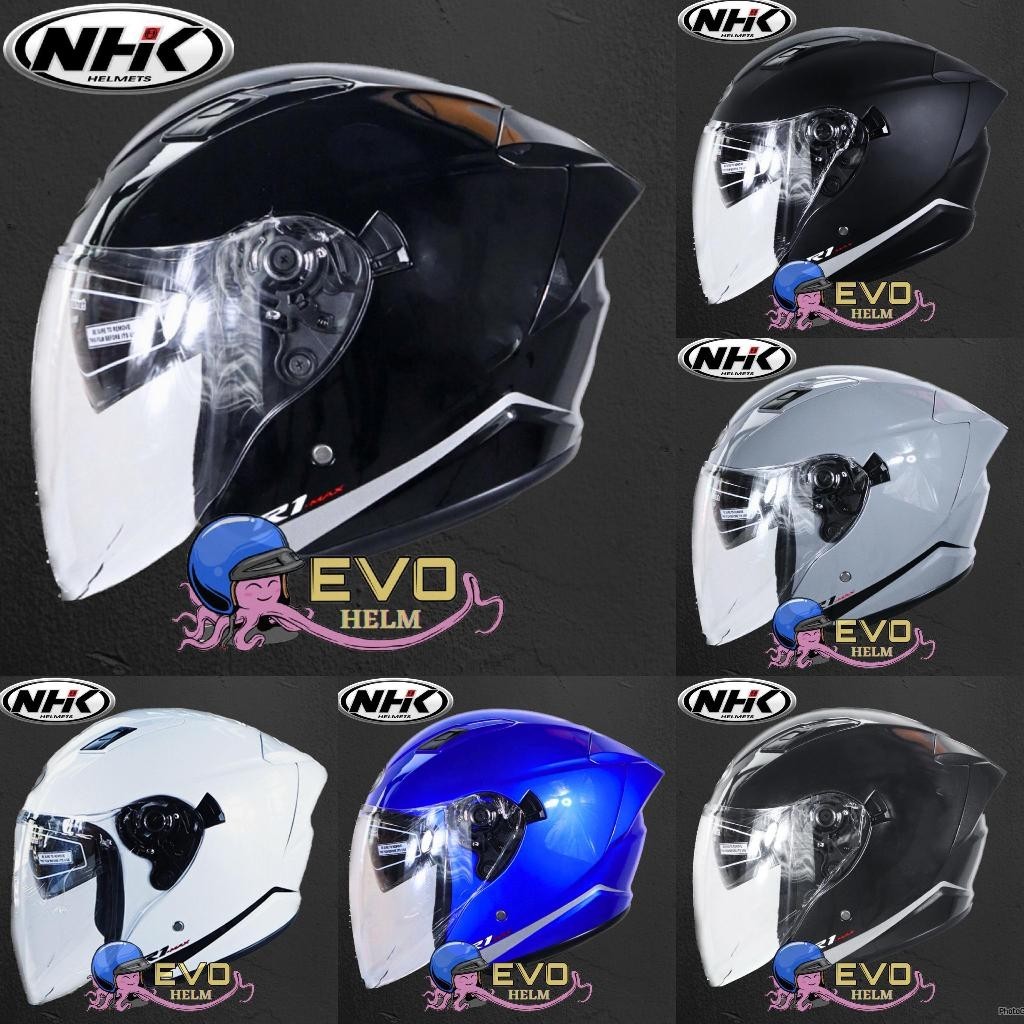 Jual HELM NHK R1 MAX SOLID DOUBLE VISOR - NHK R1 MAX HALFFACE ORIGINAL | Shopee Indonesia
