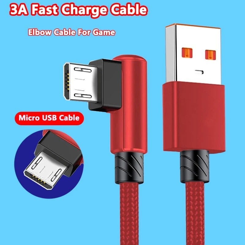 Jual 3A Micro USB Elbow Fast Charge Data Cord Nylon Braided For Samsung ...