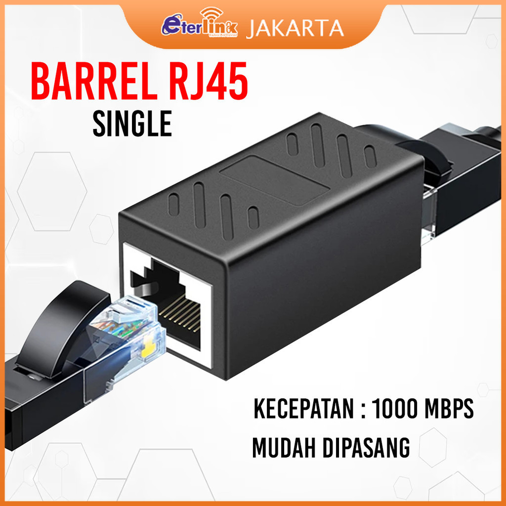 Jual Konektor Sambungan LAN CAT 5,6,7, Barel rj 45 Hitam Besi Female to ...