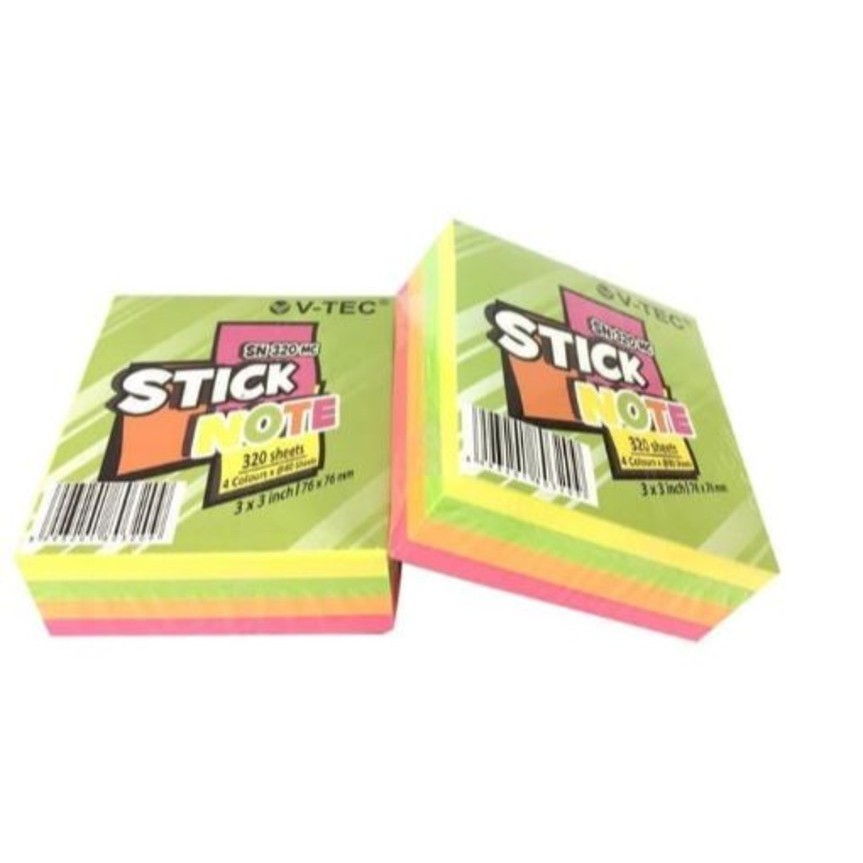 Jual V tec sticky notes kertas tempelan SN 320 76x76 4 warna 320 lembar ...