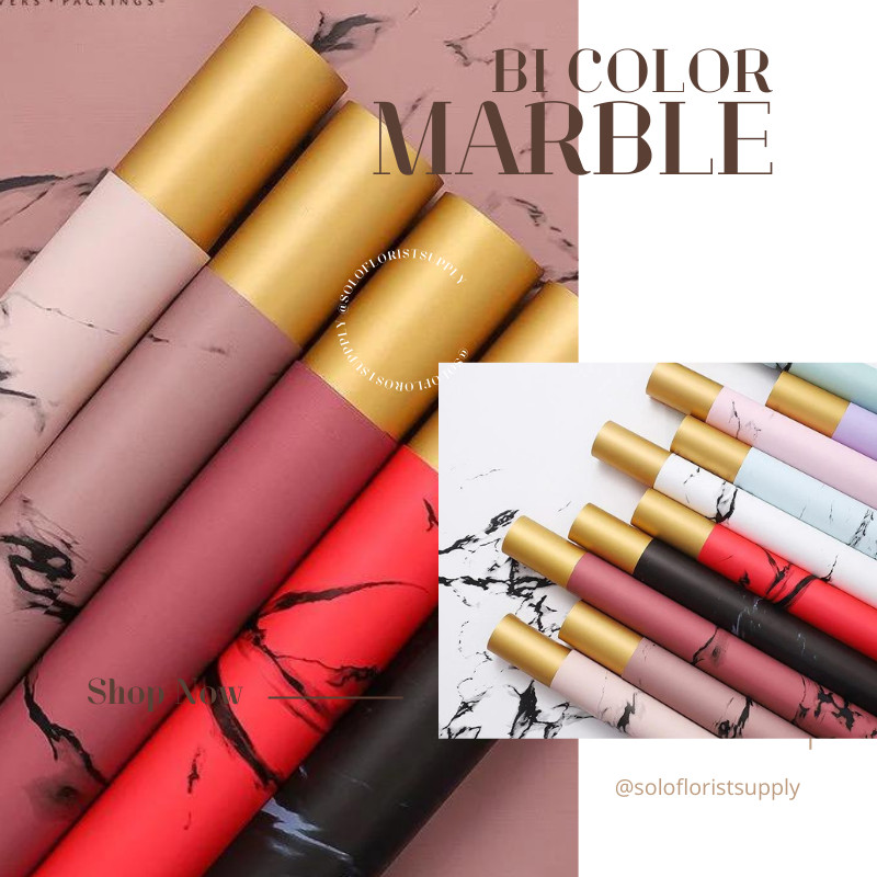 Jual WRAPPING PAPER MARBLE BI COLOR GOLD Flower Wrapping Paper Golden Marble Cellophane Kertas ...